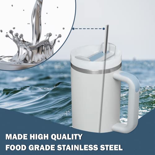 6pcs Metal Replacement Straws for Stanley 40oz Adventure Quencher Tumbler - Stainless Steel Reusable Drinking Straws with Cleaning Brush Compatible with Stanley & Owala 40oz Tumbler with Handle