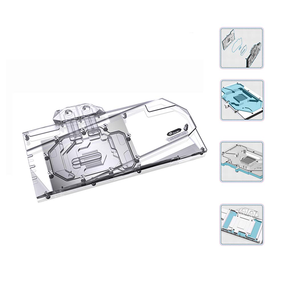 Bykski GPU Copper Water Cooling Block for EVGA RTX3090 RTX3080 RTX3080Ti FTW3 Ultra Gaming (5V LED GPU Block with Backplate)