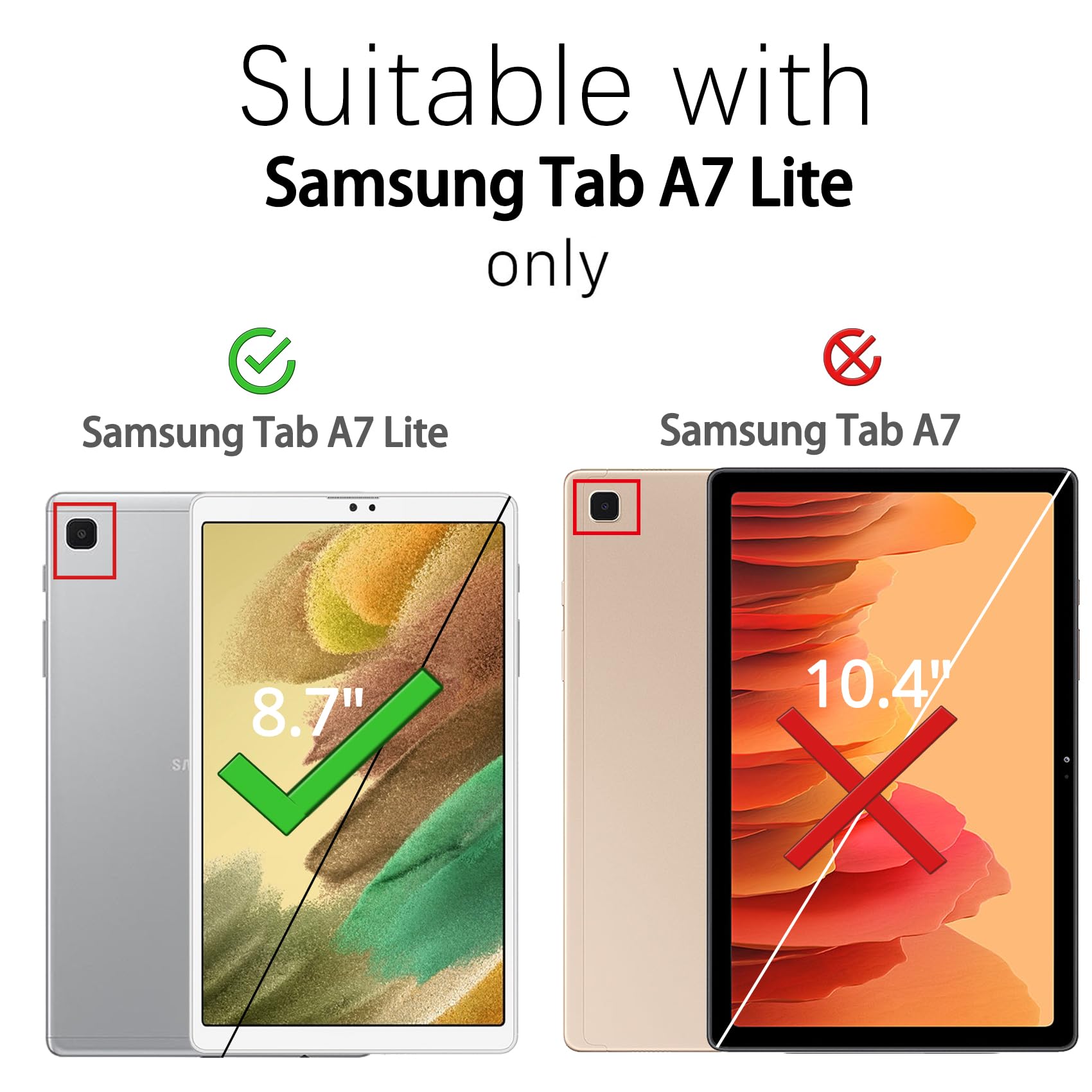 Ferilinso Designed for Samsung Galaxy Tab A7 Lite 8.7 inch 2021 Screen Protector, [Not Fit Galaxy Tab A7] 2 Pack HD Tempered Glass, Case Friendly, Bubble Free, Easy Installation