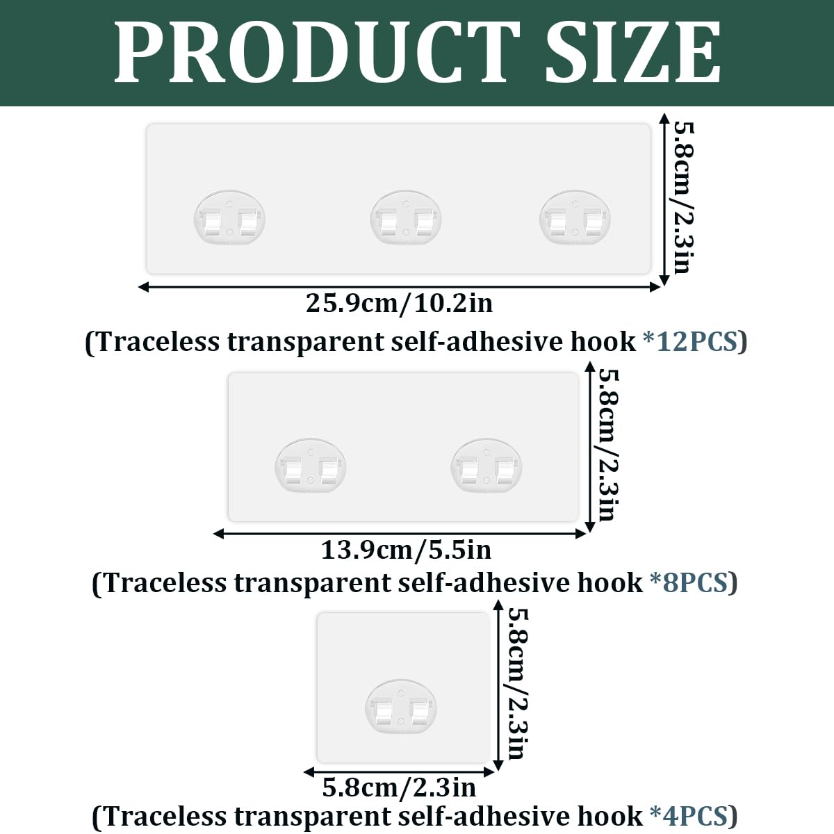 12 Pack Shower Caddy Adhesive Replacement, Transparent Strong Adhesive Hooks, Waterproof No Drilling Shower Shelf Adhesive for Shower Caddy, Bathroom Storage Kitchen