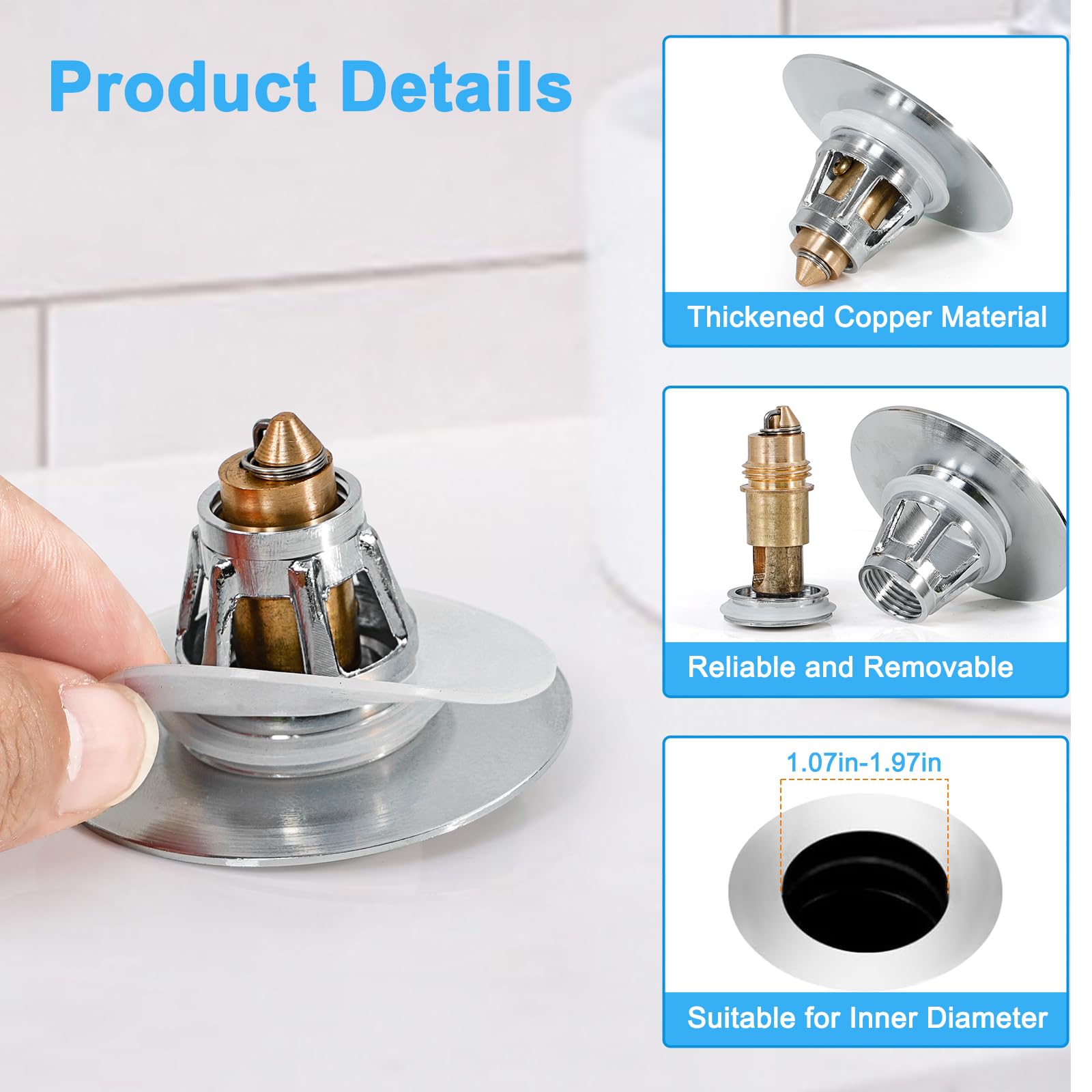 2-in-1 Bathroom Sink Stopper,pop up Sink Drain Stopper,Sink Drain Strainer and Pop-Up Stopper - Hair Catcher and Clog Remover for Bathroom Sinks and Bathtubs,2-Pack