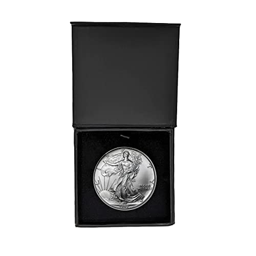 1993 - U.S. Silver Eagle in Plastic Air Tite in Magnet Close Black Gift Box - Gem Brilliant Uncirculated Dollar Uncirculated US Mint