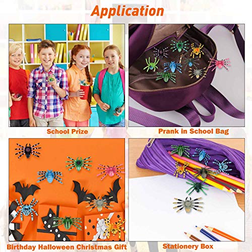 Flormoon Realistic Animal Figures - 12 Pieces Plastic Halloween Spider Toys for Kids - Spider Action Model Insect Toy Figures - Educational Learning Toys Birthday Gift Set for Kids
