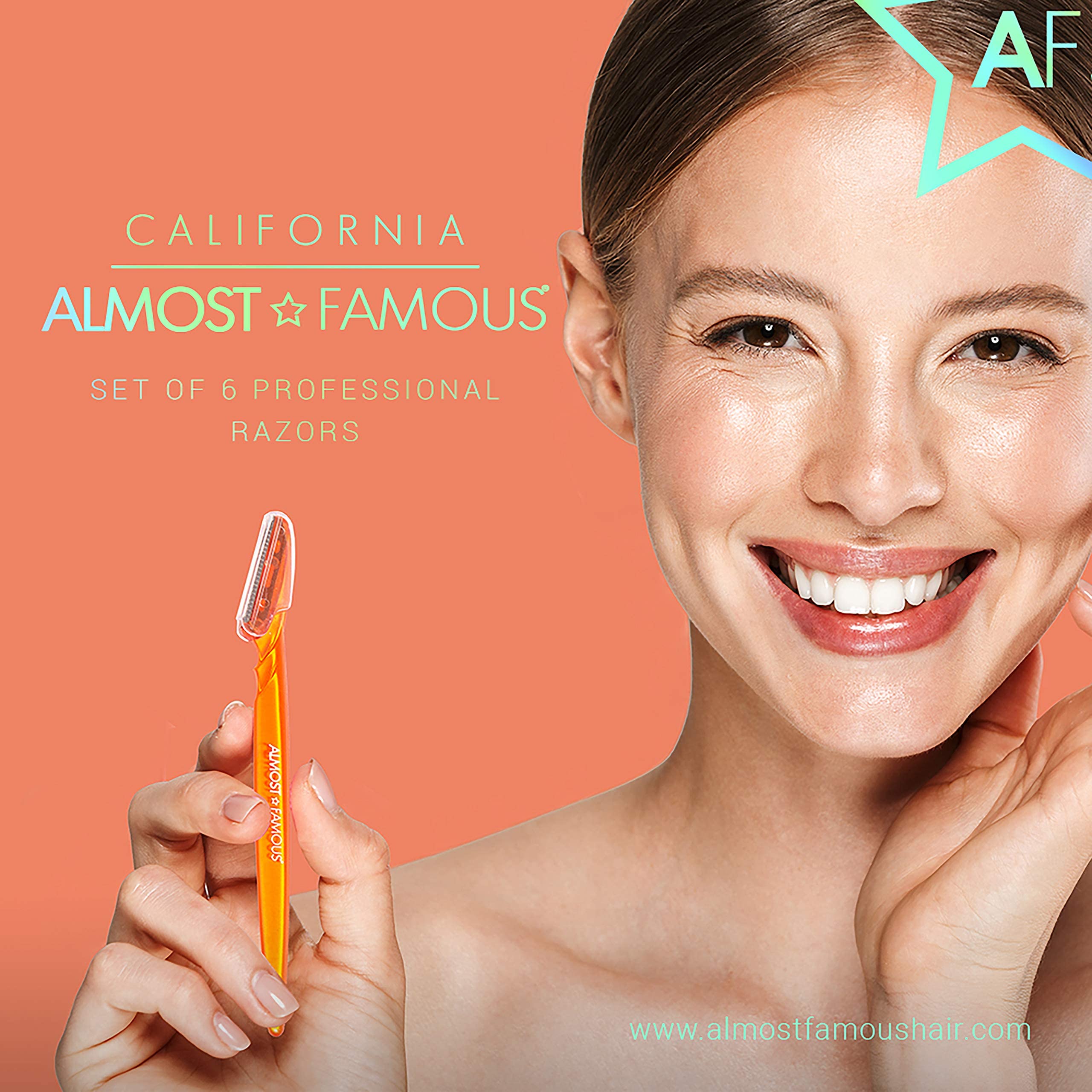 Almost Famous Face Exfoliator Beauty Razors For Face Hair Removal for Women, Orange (Pack of 6)