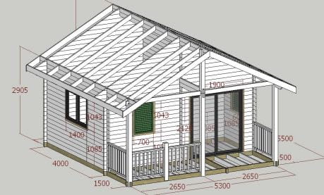 13x20ft Prefabricated Tiny Home, Prefab House for Hotel, Booth, Office, Guard House, Shop, Villa, Warehouse, Workshop (with blacony)