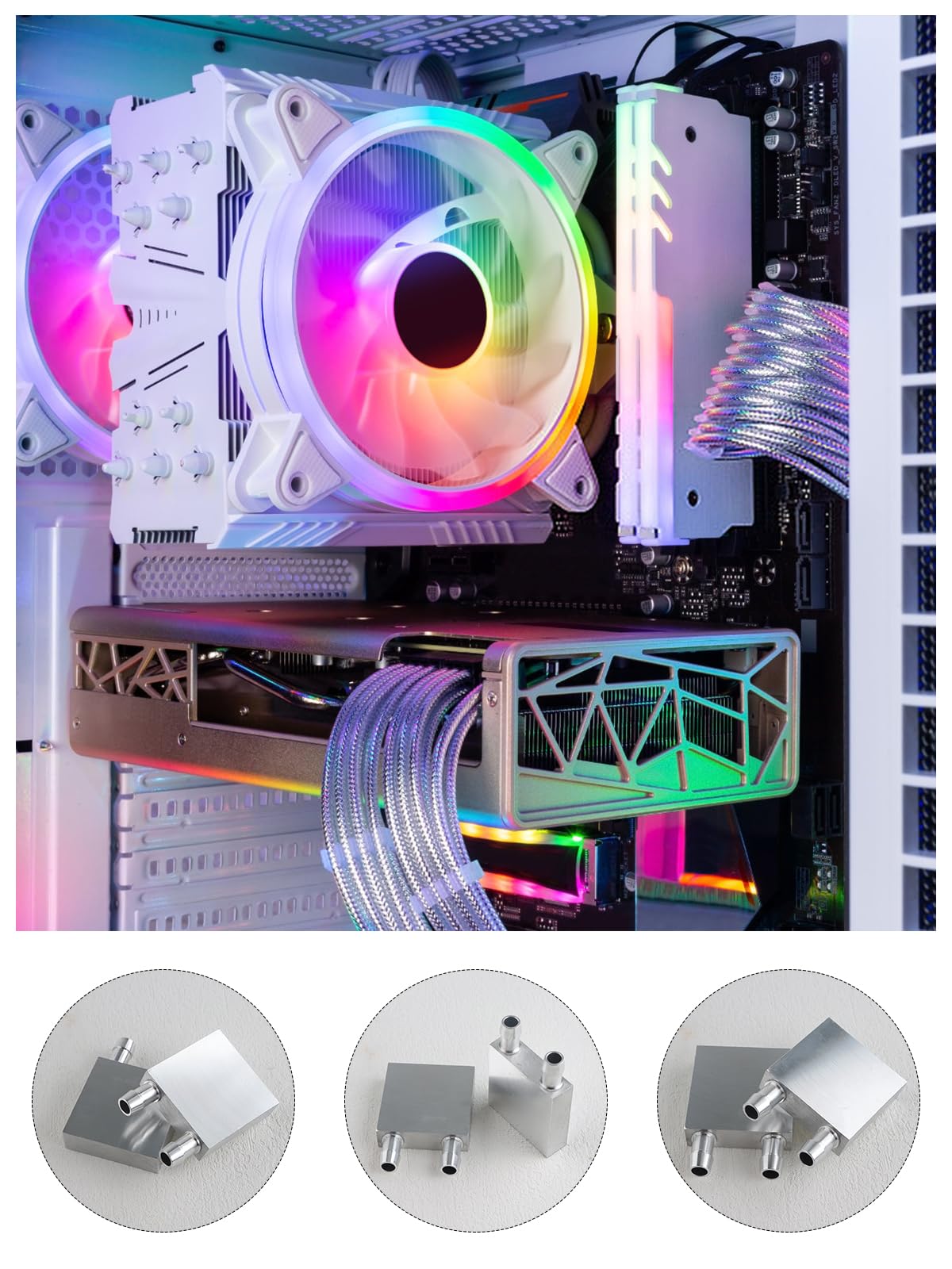 40 * 40mm Aluminum Water Cooling Block for Liquid Water Cooler Silver Heat Sink System for CPU Radiator Heatsink (2 Pack)