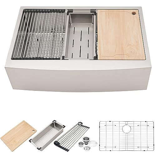 33 Farmhouse Kitchen Sink - Shinmou 33x22x9 Inch Apron Front Kitchen Sinks Stainless Steel Farm Sinks Single Bowl Workstation Kitchen Sink Basin