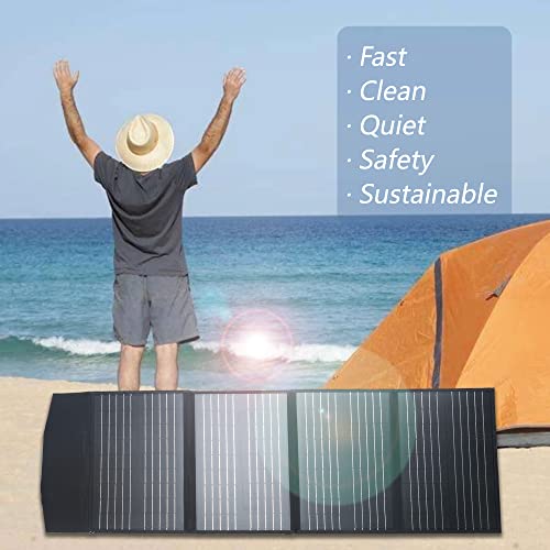 120W Portable Solar Panel 18V Monocrystalline Solar Charger, Foldable High-Efficiency PV Power Charger for Camping Travel RV, MC4/USB/Type-C