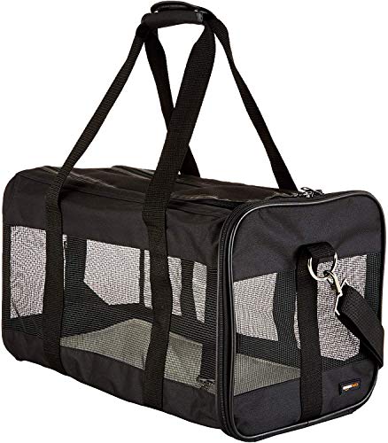 Amazon Basics Soft-Sided Mesh Pet Travel Carrier, Large, Black