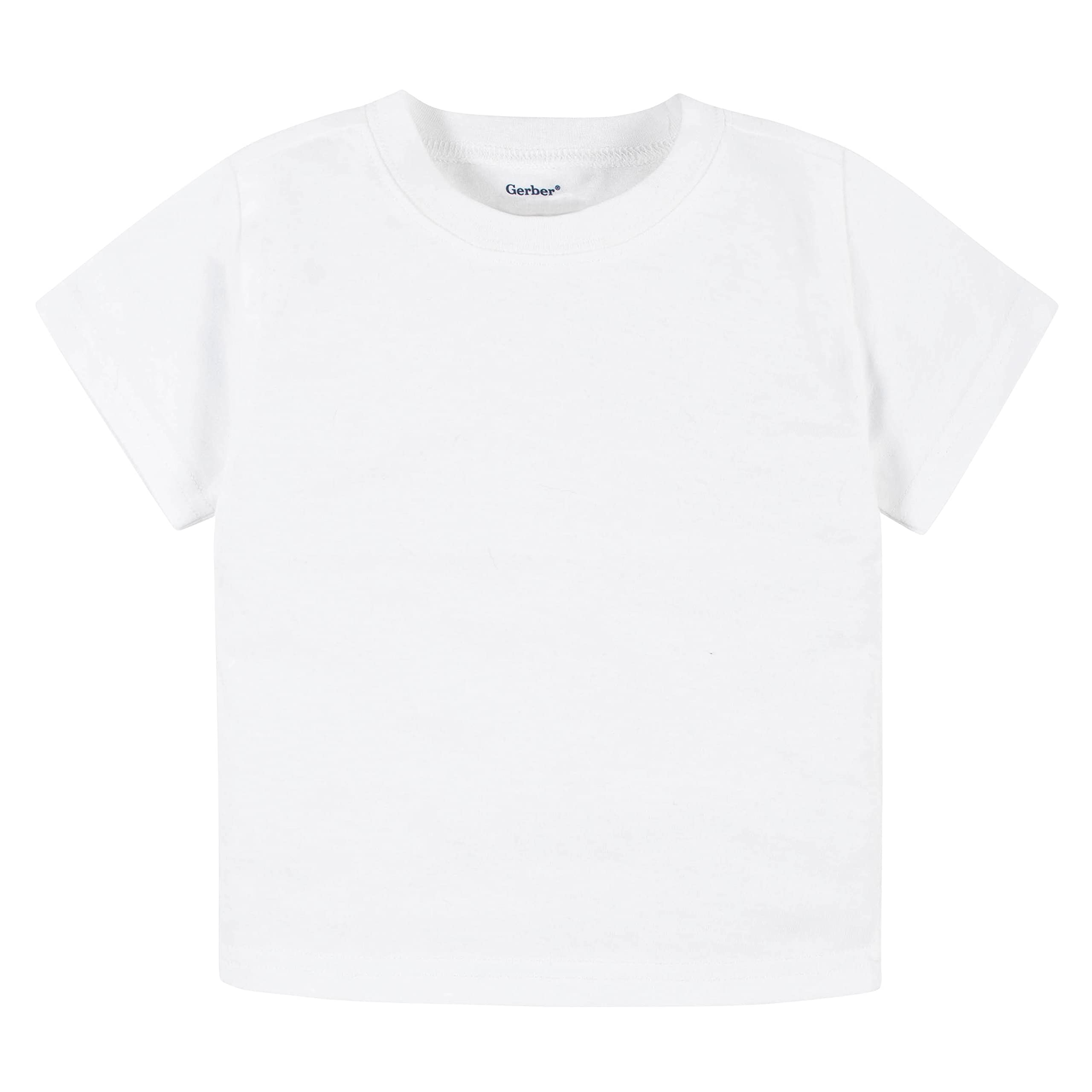 Gerber Baby Toddler 5-Pack Solid Short Sleeve T-Shirts Jersey 160 GSM, White, 18 Months
