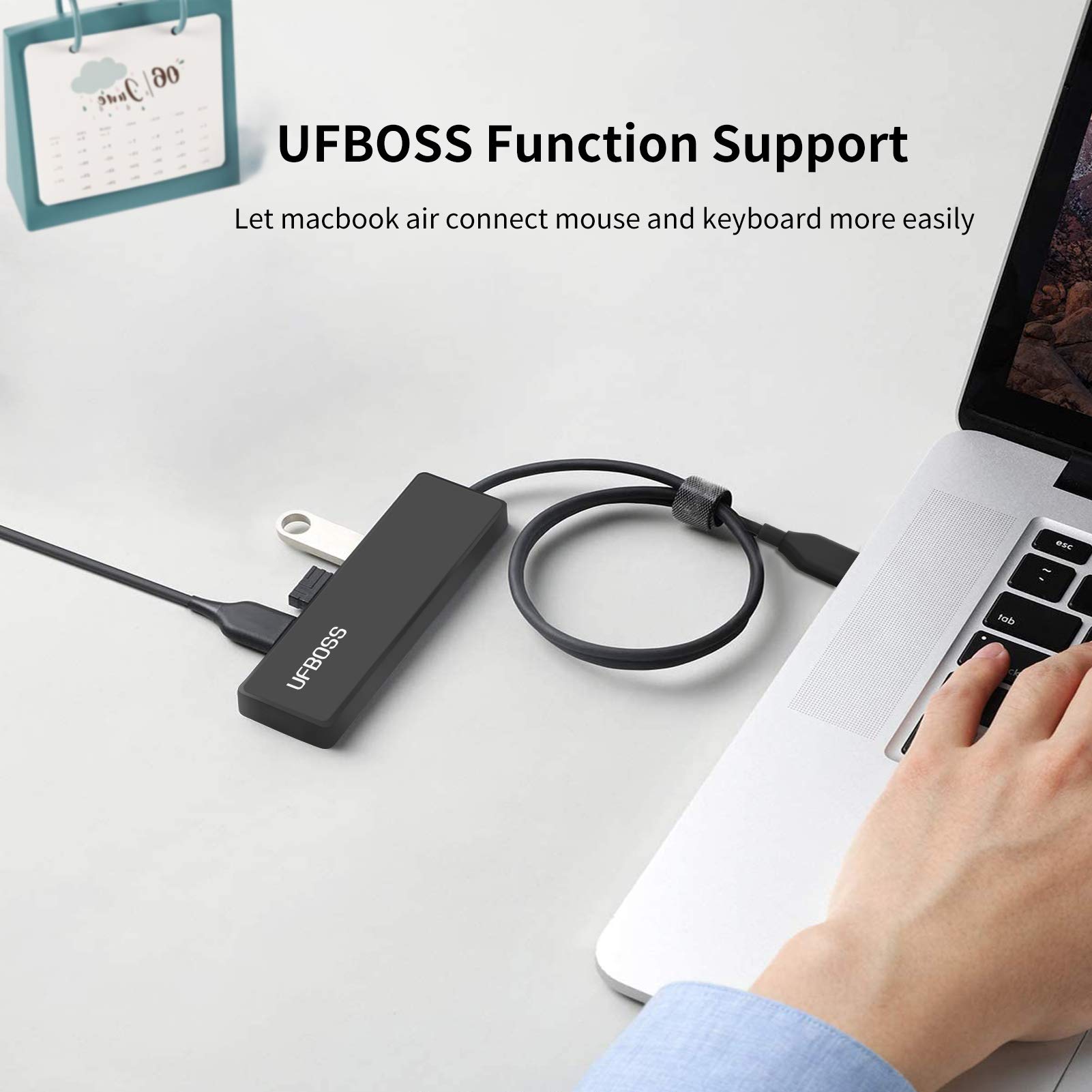 UFBOSS 4 Port USB 3.0 Hub, USB Hub for Laptop USB 3.0 Splitter with 1 Ft Long Cable