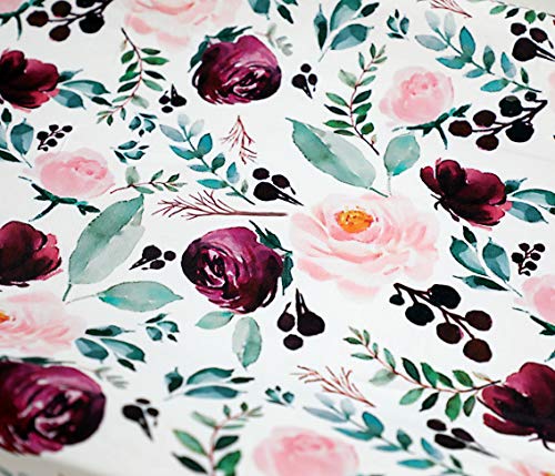 Baby Girls Boy Crib Bedding Changing Pad Cover Changing Table Pads (Pink Wine Floral)