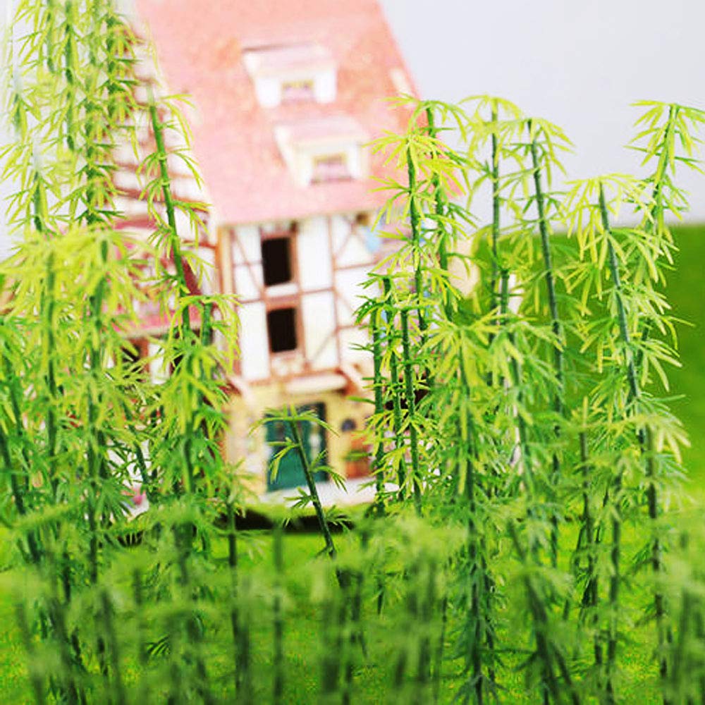 120 PCS Model Bamboo Trees, Woohome 5 Size Green Plastic Bamboo Trees for Home Decoration, Miniature Landscape, Landform Diorama Project (2.4 inch β 5.9inch)
