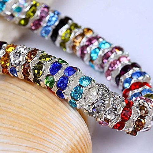 100 Pcs Crystal Wave Edge Rondelle Spacer Bead Silver Plated 6mm (Assorted)
