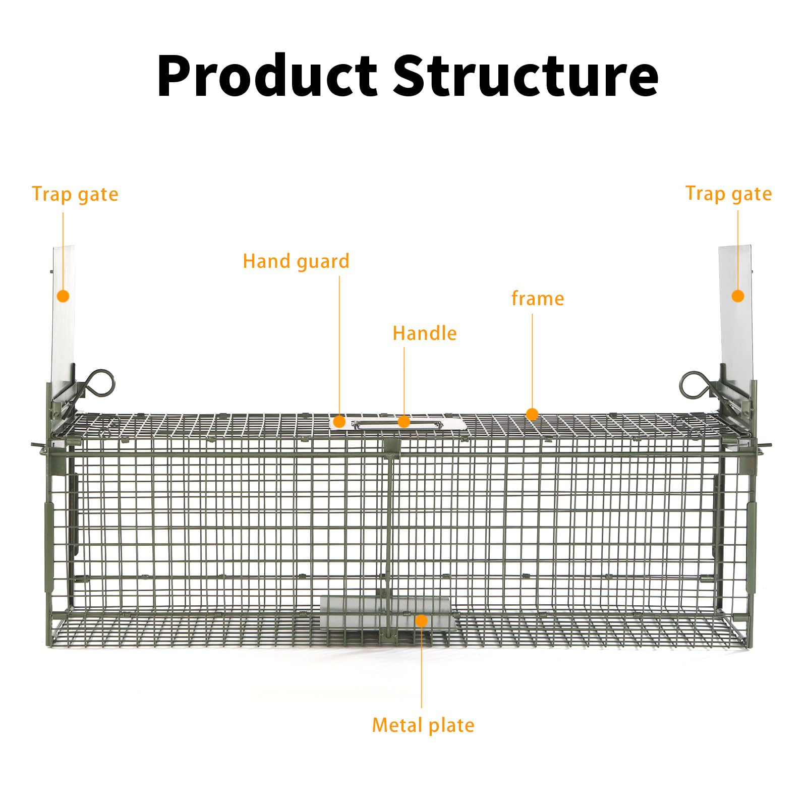 26" 2-Door Live Animal Traps for Stray Cats up to 5.5 pounds, Raccoons, Squirrel, Skunk, Mole, Groundhog, Armadillo, Rabbit, with Pedal Triggers