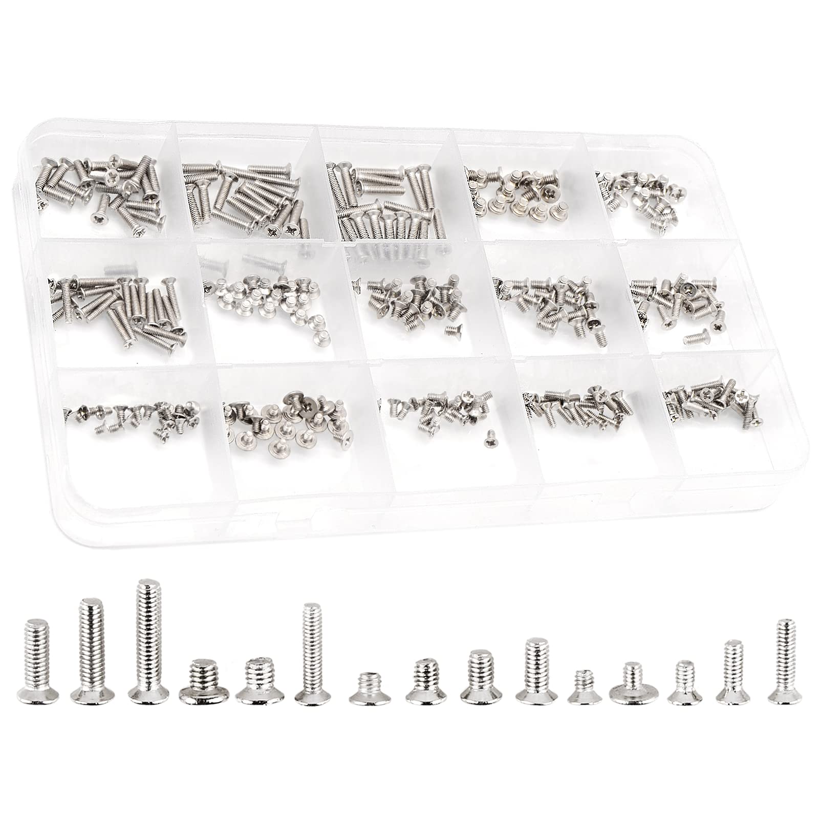 QTEATAK 300Pcs Silver Laptop Notebook Computer Replacement Screws Kit for Laptop SSD Hard Disk SATA