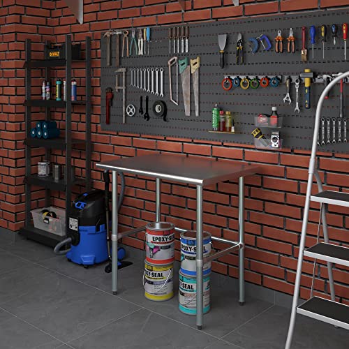 AmGood Stainless Steel Work Table Open Base | NSF Kitchen Island Food Prep | Laundry Garage Utility Bench (36" Long X 24" Deep)