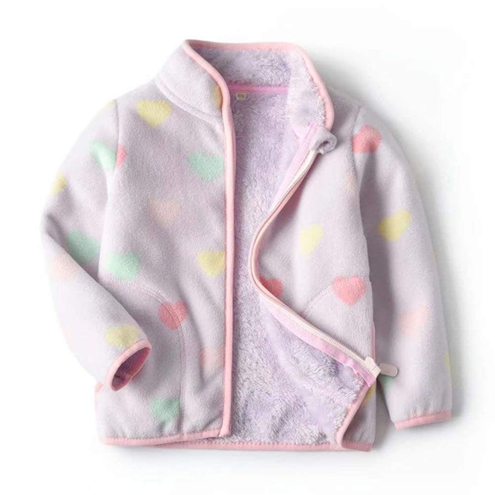 Feidoog Toddler Kids Polar Fleece Warm Jacket Baby Boys Girls Autumn Winter Zip-up Lightweight Long Sleeve Jacket,Purple,3-4T