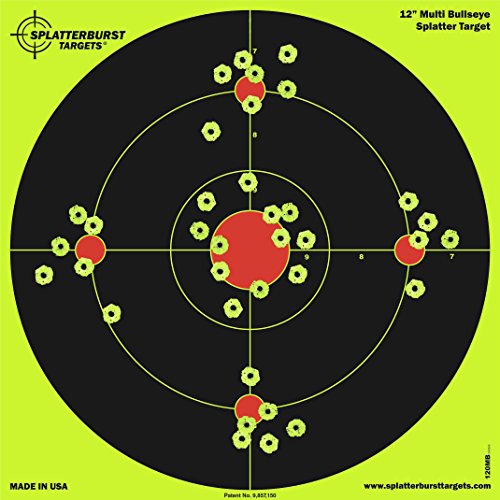 50 Pack - 12 inch Multi Bullseye - Splatterburst Shooting Targets - Gun - Rifle - Pistol - Airsoft - BB Gun - Pellet Gun - Air Rifle