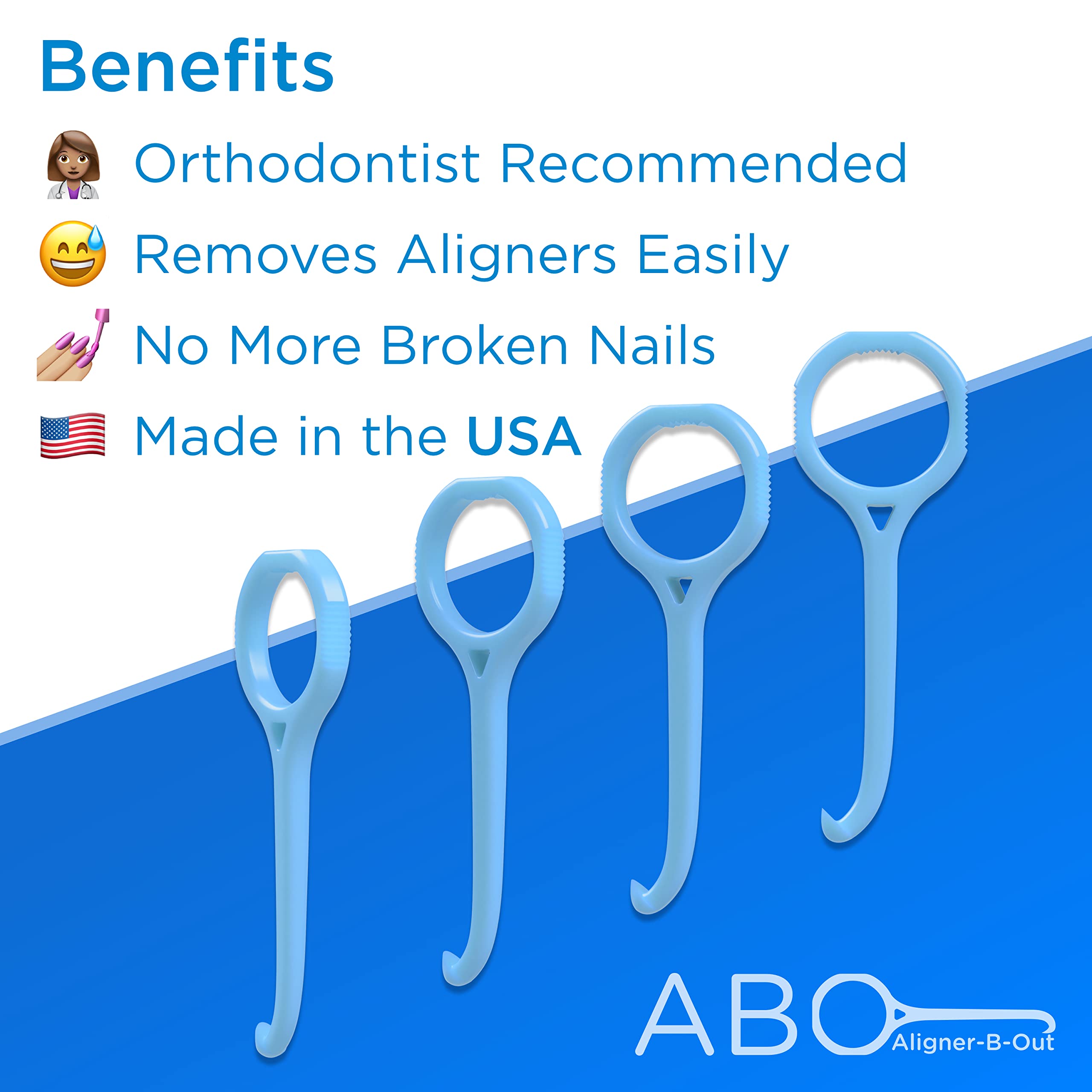 Aligner-B-Out v2 | Badass Blue 4 Pack | Invisalign Remover Tool & Aligner Remover Tool For All Aligners & Removable Retainers | Orthodontist Recommended Invisalign Accessories