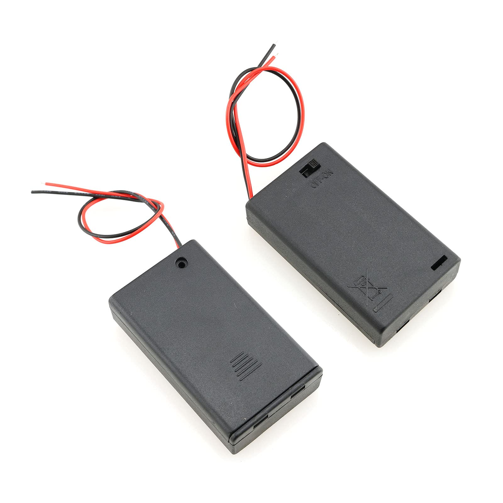 E-outstanding Battery Holder 4PCS 3 x 1.5V AA Battery Storage Box Spring Clip Battery Case with ON/Off Switch and Wire Leads