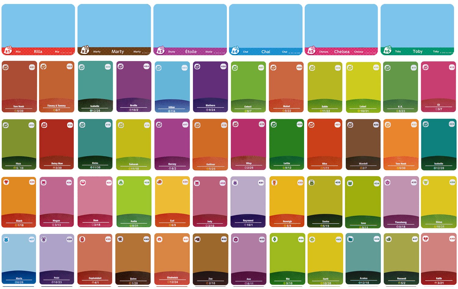54pcs Mini ACNH Villager Cards Series 5 with 6 Extra Cards
