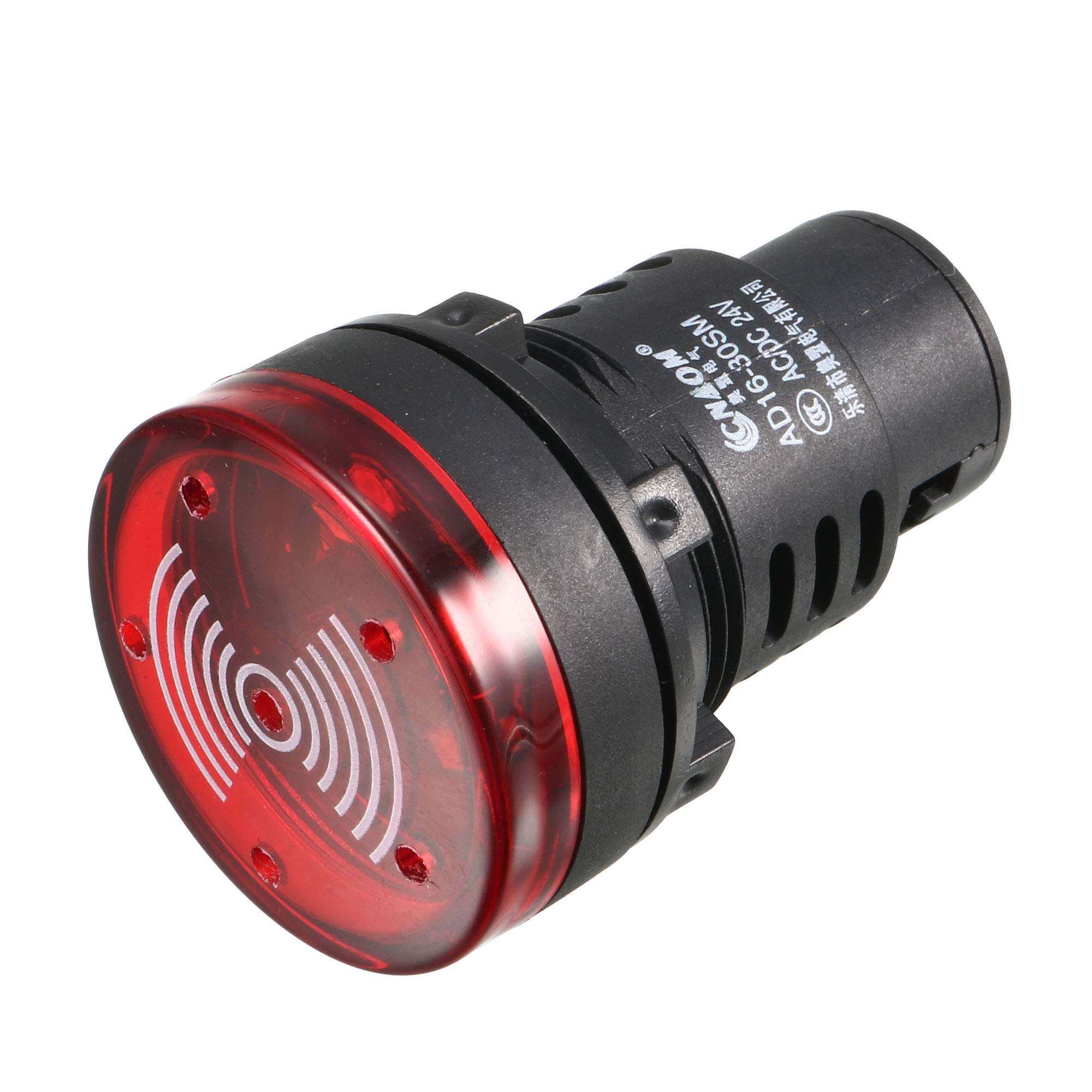 uxcell Red Indicator Light with Buzzer AC/DC 24V, 28mm Panel Mount Flashing Alarm, for Electrical Control Panel, HVAC, DIY Projects