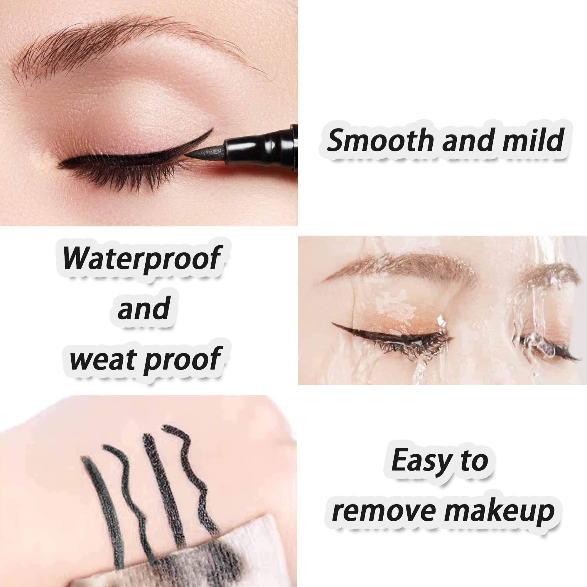 ALINICE Double-sided Liquid Stamp Eyeliner Pen, Two colors Pencil with Eye Makeup Stamp Waterproof Double Sided Long Lasting Seal Eyeliner, Heart,Star,Moon,Flower (4PCS)