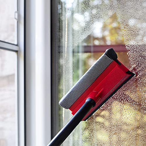 DSV Standard Professional Multi-Functional Window Squeegee | 2-in-1 Window Cleaner for Car Windshield, Gas Station, Shower and Glass | Soft Rubber Blade & Highly Absorbent Sponge Head 8"