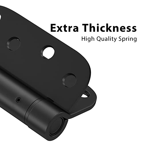 3Pack Black 4 Inch Self Closing Spring Door Hinge 5/8" Radius Corners Residential & Heavy-Duty Door Hardware Black Adjustable Door Hinges