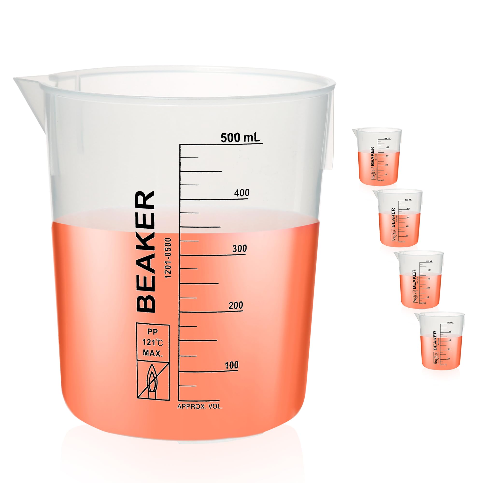 3 Pcs Plastic Beaker Set, 3pcs of 1000ml(33.8oz) Black Graduated Beakers, Lab Beakers Plastic Measuring Cup with Dump Spout and Stacked Side Ribs, Suitable for Mixing and Measuring, BKLP1000A3