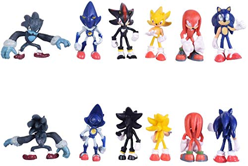 MAKESURE 6 Pcs Toys Figures,The Sonic Action Figures Cake Toppers,Toys Birthday Gift Set (Type B)