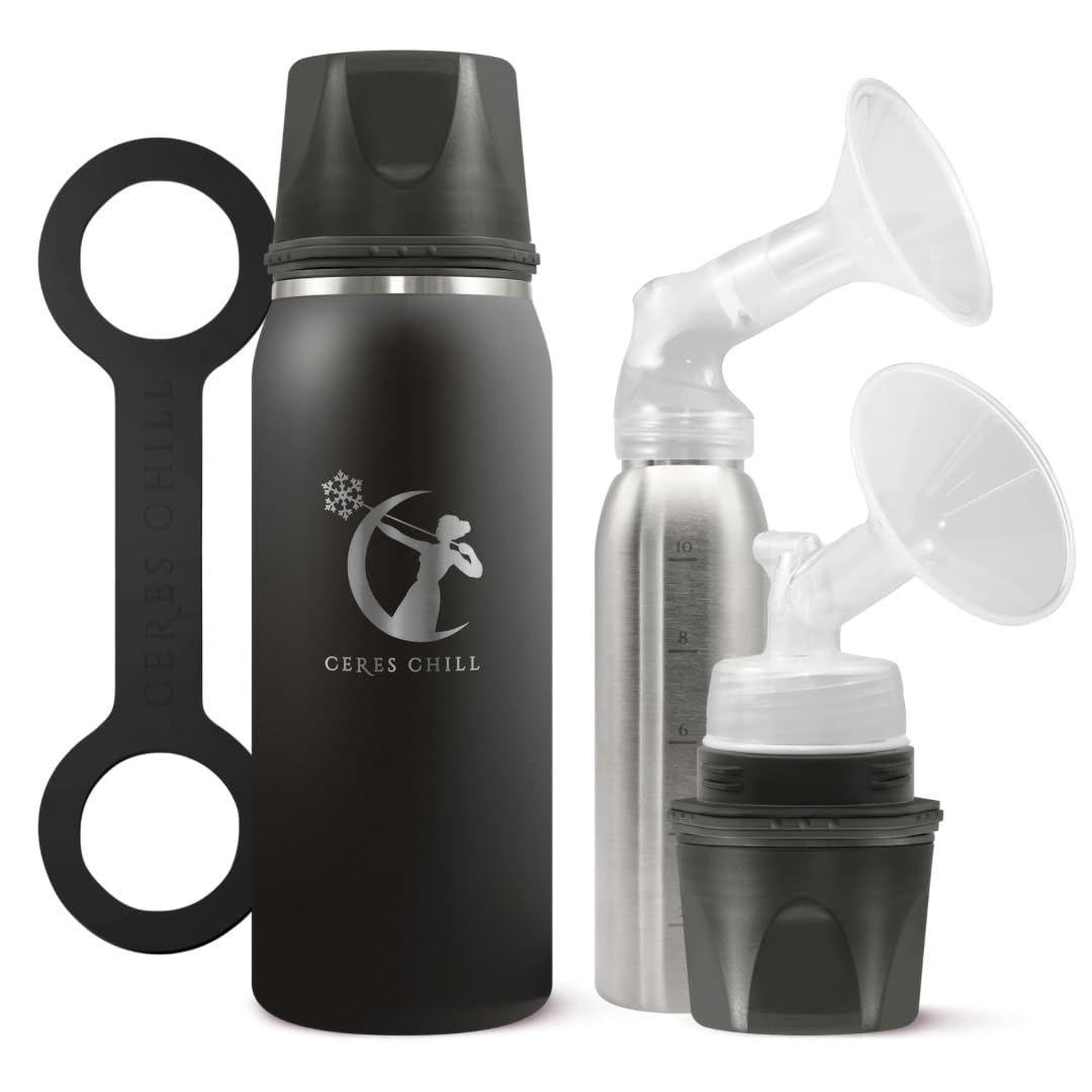 Breastmilk Chiller Reusable Storage Container by CERES CHILL | Keeps Milk Safe for up to 20 Hours | Connects w/Major Pumps (1 Chiller, 0 Dark 30)