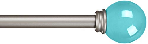 Amazon Basics Decorative 5/8" Curtain Rod with Round Finials, 48"-86", Turquoise Blue