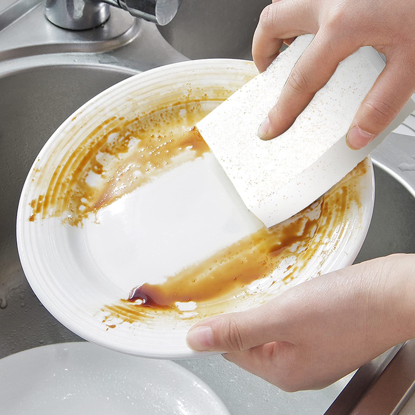 10Pcs Magic Sponge Eraser Sheets, Premium Melamine Foam Spongen Cleaner in Bulk, Not Easily Fall Apart, No Chemicals Added, No Scent. Extra Durable. Powerful Multi-Purpose Cleaning Products-Bathroom