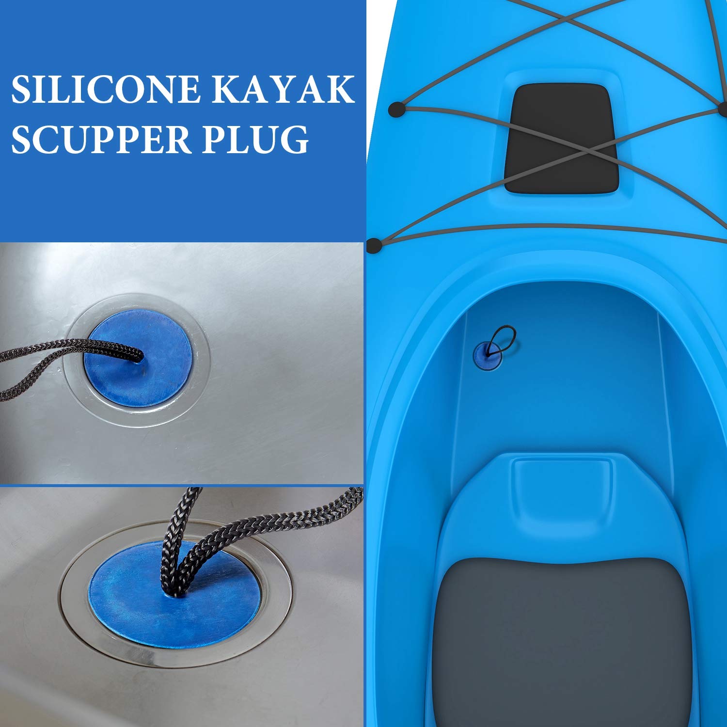 12 Packs Universal Kayak Scupper Plug Kit for Native Kayaks Wilderness Systems Kayaks Perception Kayaks and More (Black)