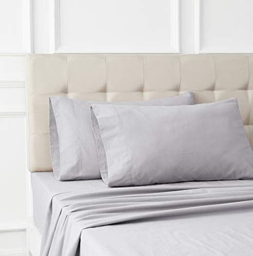 Amazon Basics Everyday Flannel Bed Sheet Set - California King, Grey