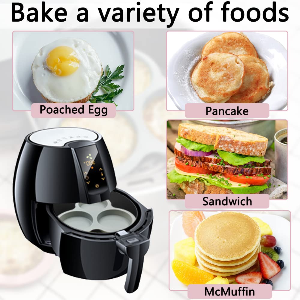 3 Pcs Silicone Air Fryer Egg Mold,AIFUDA Nonstick Air Fryer Baking Pan 3 Cavity Silicone Muffin Pans for Baking,Air Fryer Accessories for Air Fryers Above 6QT(Three colors)