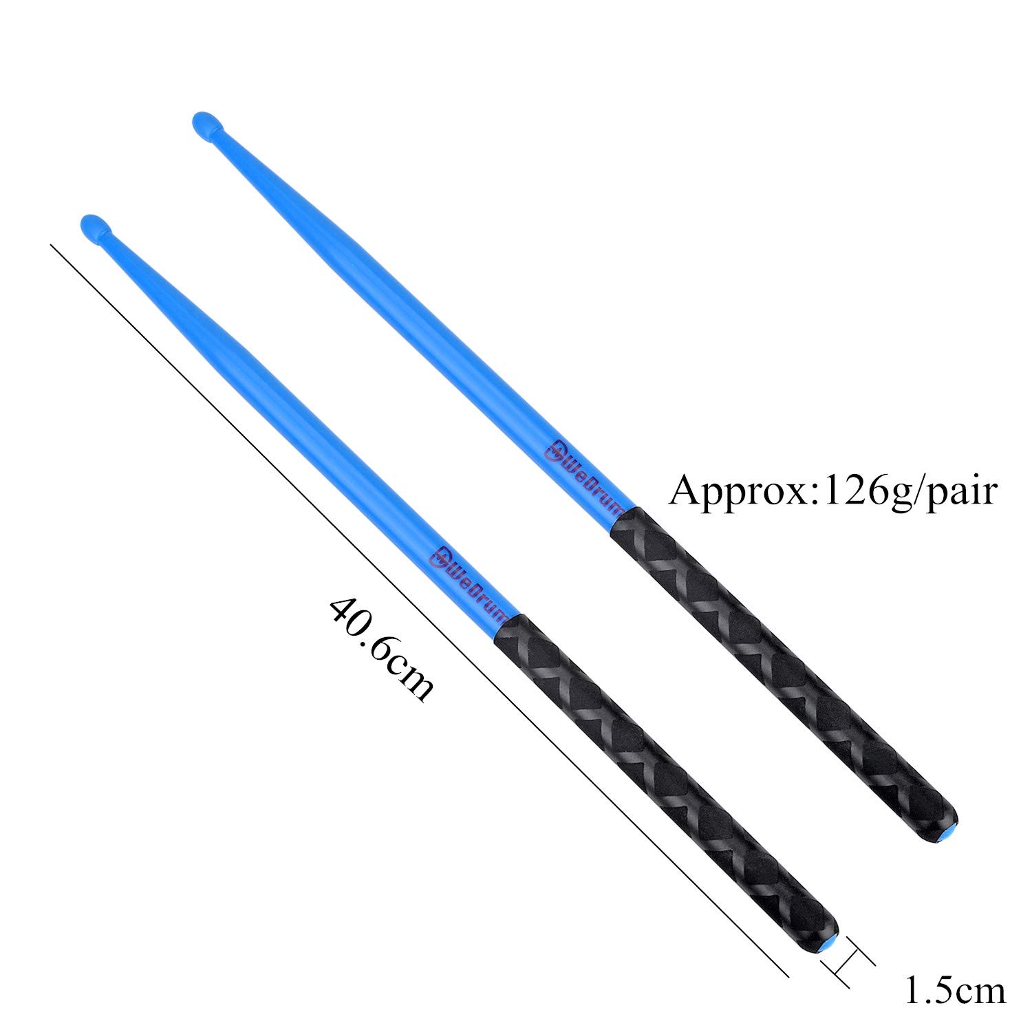 5A Nylon Drumsticks for Drum Set Light Durable Plastic Exercise ANTI-SLIP Handles Drum Sticks for Adults Musical Instrument Percussion Accessories Blue