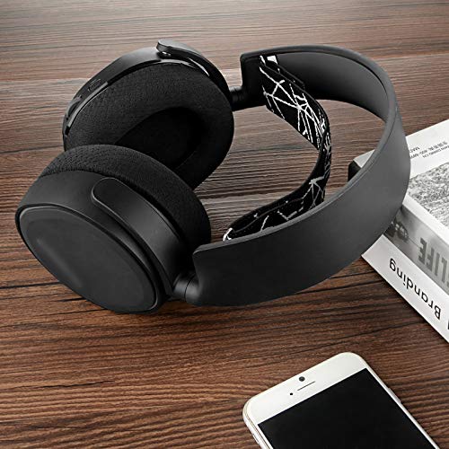 Geekria Flex Fabric Headband Pad Compatible with SteelSeries Arctis 5, Arctis 3 Headphone Replacement Headband/Headband Cushion/Replacement Pad Repair Parts (Dark + White)