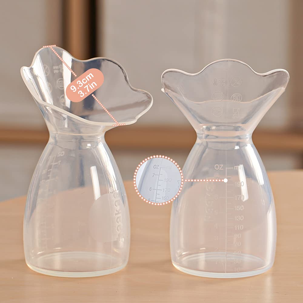 haakaa Manual Breast Pump Petal Silicone Breast Pump with Flower Stopper & Silicone Strap Breastfeeding Essentials Set (7oz/200ml, New Version)