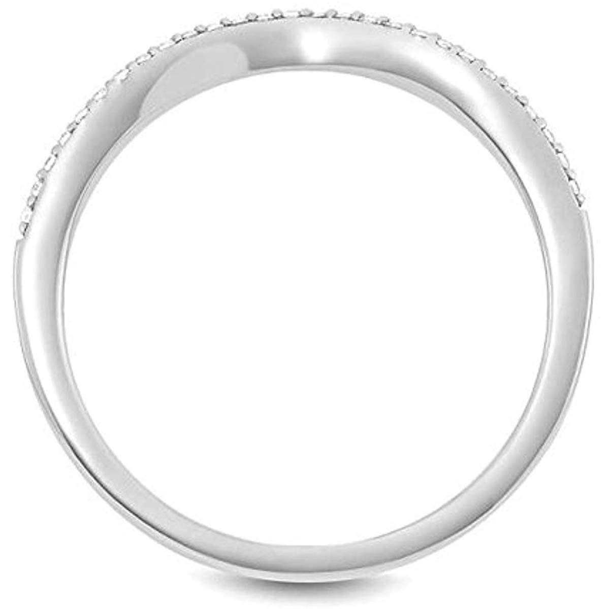 14k White Gold Plated 925 Sterling Silver 0.32 (Ctw) Cubic Zirconia Wedding Curved Half Eternity Band Ring For Womens