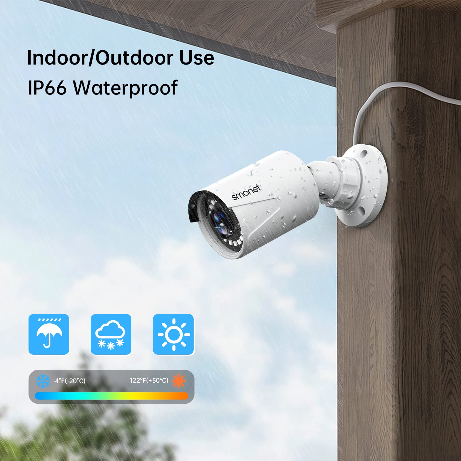 5MP PoE CCTV Cameras Security System with AUDIO 1TB Hard Drive, SMONET 8CH Home Surveillance NVR Kits, Clearer Than DVR, 4pcs Wired Indoor Outdoor IP Cameras AI Human Detection Night Vision,Free APP