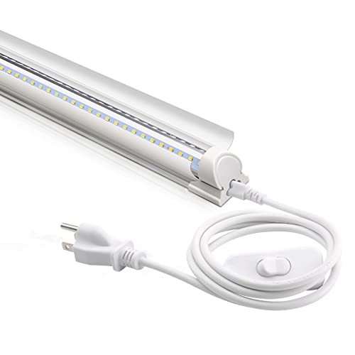 Barrina LED Shop Light, 4FT 40W 5000LM 5000K with Reflectors, V Shape LED Shop Lights, Daylight White LED for Garage Lights, Clear Cover LED Ceiling Light, T8 Integrated Light Fixture