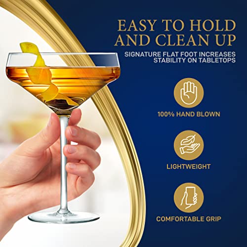 2 Sets of Crystal Martini Glass, Ultra Clear, Elegant Crystal Clear Wine Glass Pair, 100% Hand Blown, Dishwasher Safe, Great For Dinner, Parties, Wedding, And ELEGANT Occasions