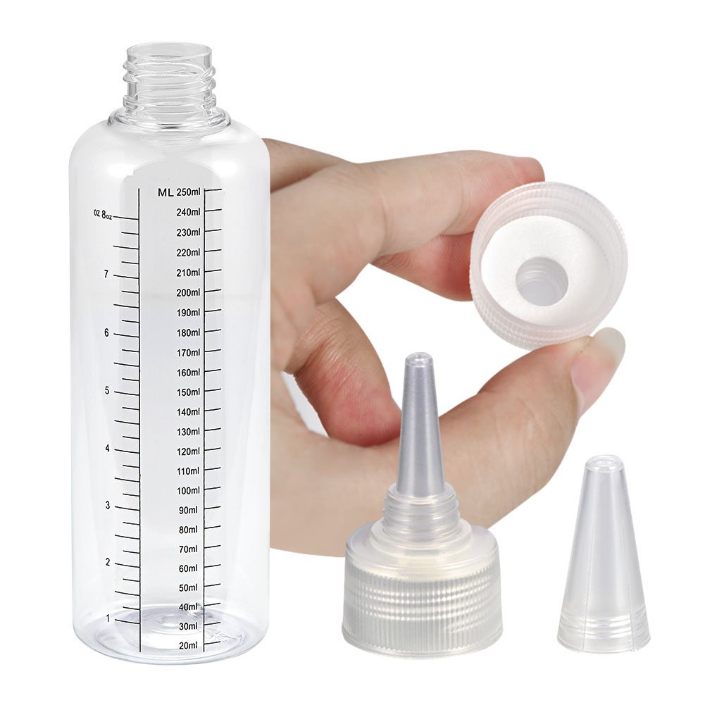 5pcs 260ml Twist bottle Liquid bottle Steel Bottles squeezable dropping bottler for Flavorings and liquid (Transparent, 260ml)
