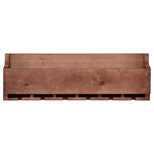 Amazon Brand ā Stone & Beam Modern Wall Mounted Bottle Rack with Wine Glass Storage- 24 x 5 x 7.75 Inch, Rustic Wood