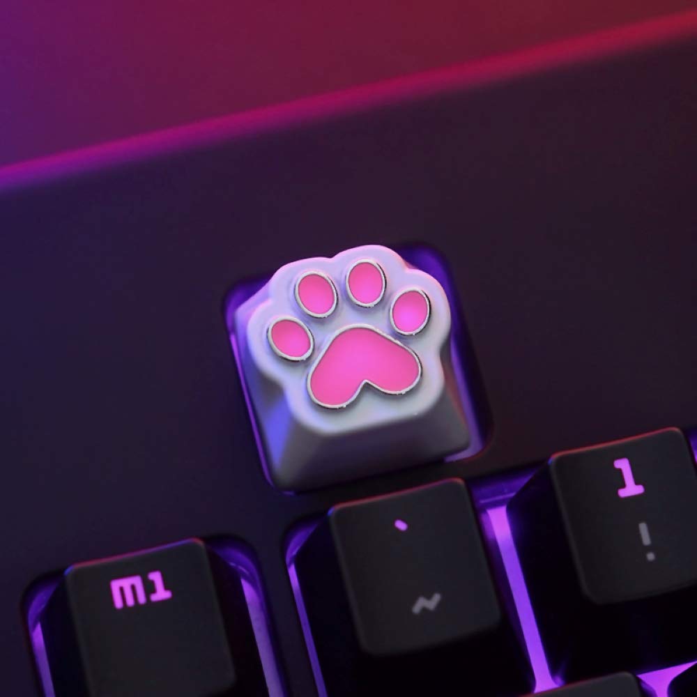 Blue Hat All Gaming Keycaps DIY Metal Keycap Stereo Embossed Personality Keycap for Cherry Switches Mechanical Keyboards (Cat paw)