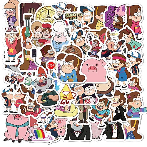Funny Cartoon Stickers for Travel Case, | 50 PCS | Vinyl Waterproof Stickers for Teen Kid Laptop,Skateboard,Water Bottles,Computer,Phone,Luggage (Gravity Falls)