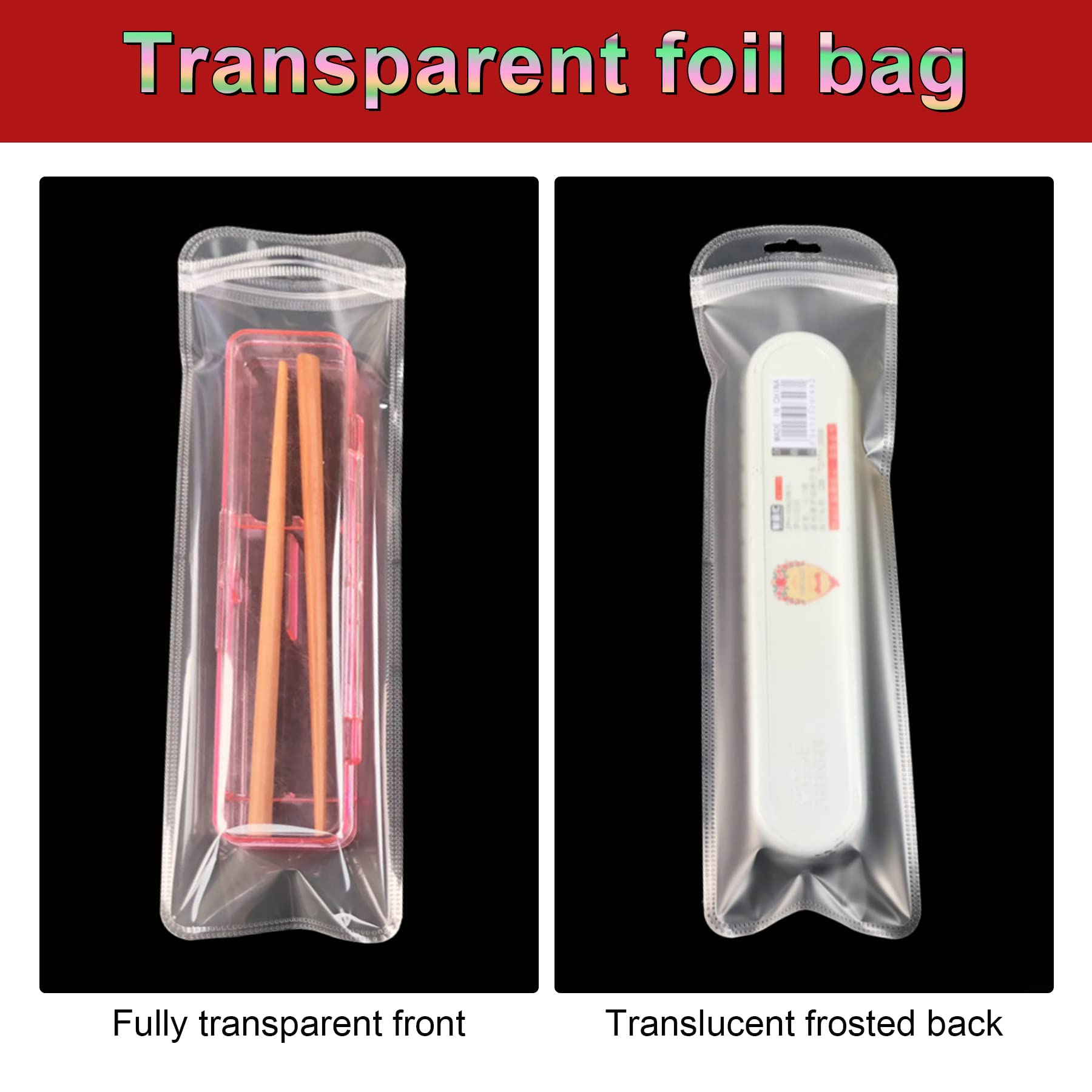 100 PCS Resealable Holographic Bags, Holographic Rose ziplock Packaging Storage Bag for Jewelry, Lip Gloss, sticker, lash, Candy, Snack, 2.56x9.44" (Rainbow)